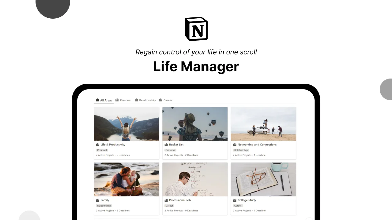 Notion Life Manager - Notionland Template Gallery